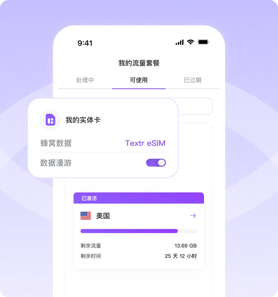 Textr eSIM｜畅享全球5G流量 回国数据套餐 境外旅行神器